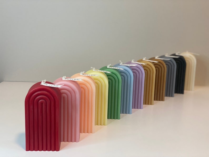 Colourful Rainbow Arch Candle | Tall Arch Candle Table Decor | Natural ...