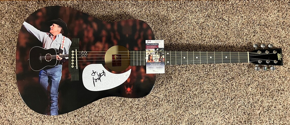 George Strait Hand Signed Custom Acoustic Guitar Country Signed ...