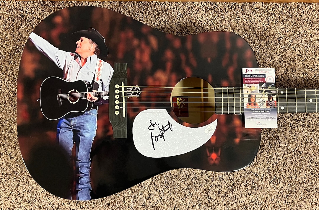 George Strait Hand Signed Custom Acoustic Guitar Country Signed ...