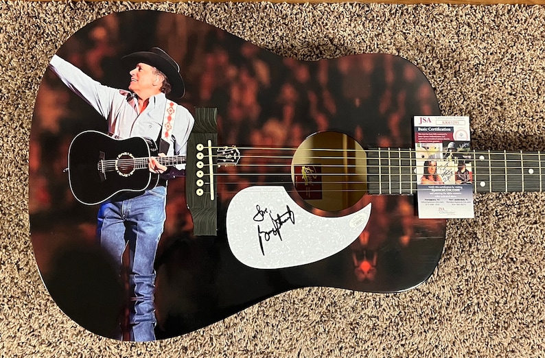 George Strait Hand Signed Custom Acoustic Guitar Country Signed ...