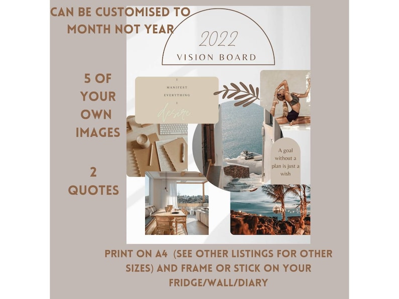 A4 Vision Board, Manifesting Board, Goals, Customised and Printable - Etsy