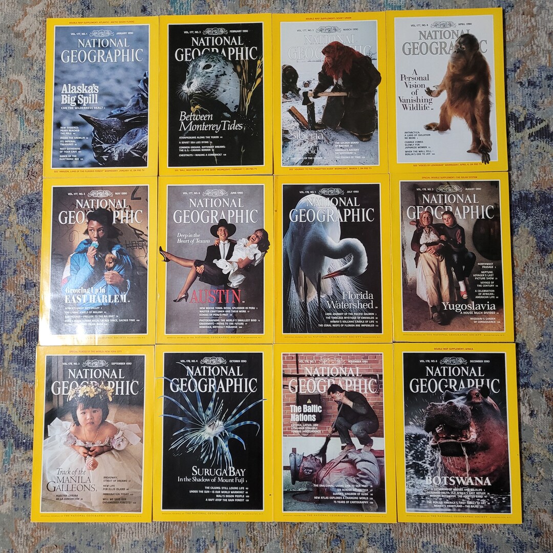 1990 National Geographic Magazine Collection Vintage 1990's Nat Geo ...