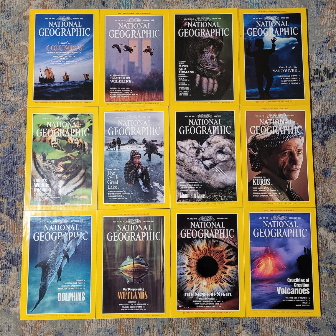 1992 National Geographic Magazine Collection Full Year Nat Geo Vintage Magazines 1990's Nature ...