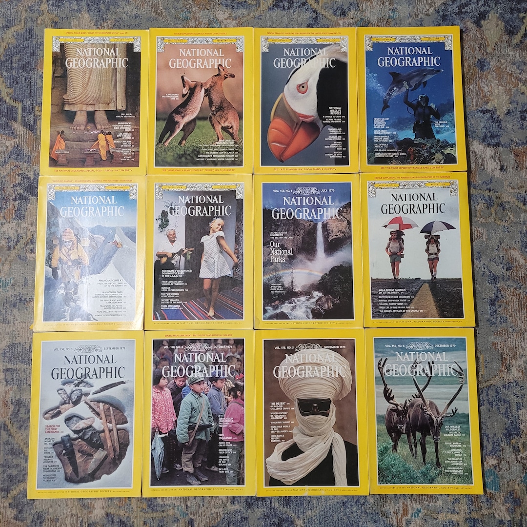 1979 National Geographic Magazine Collection, Full Year Lot of 12 Vintage Nat Geo Magazines From ...