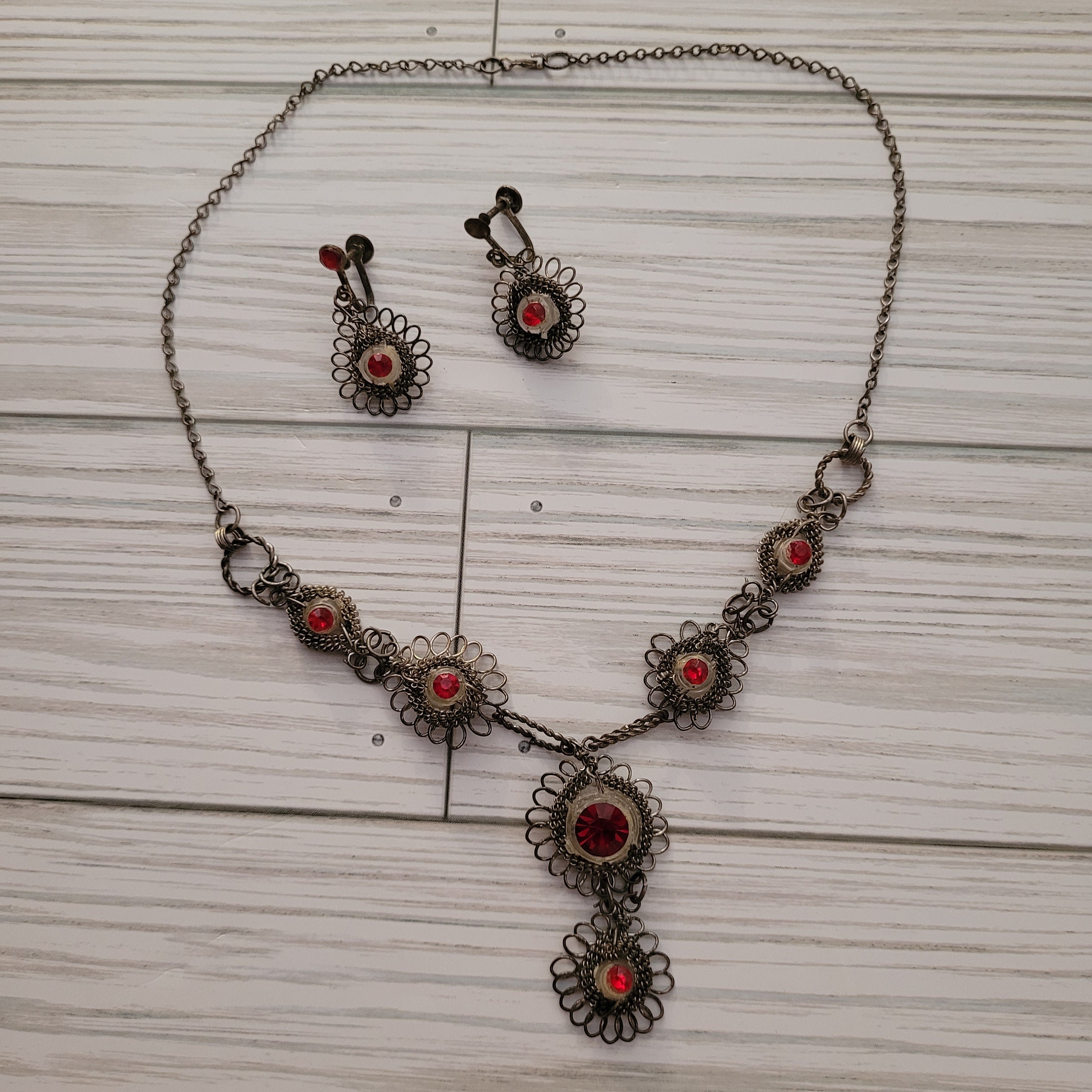 Vintage Handmade Art Deco Inspired Wire Jewelry Set Assumed Circa 1930 ...