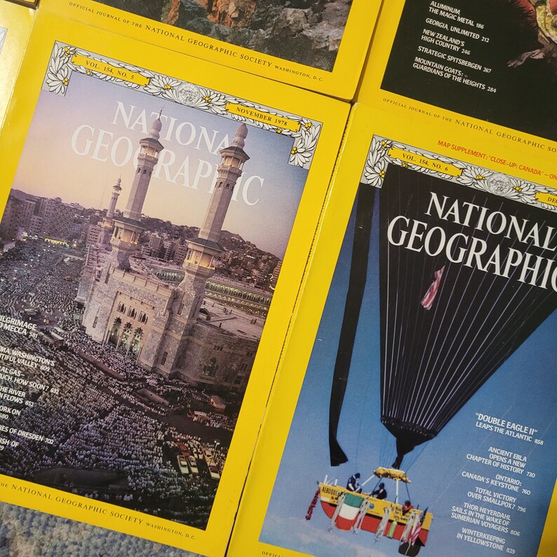 1978 National Geographic Magazine Collection, Complete Year Set of 12 Vintage Nat Geo Magazines ...