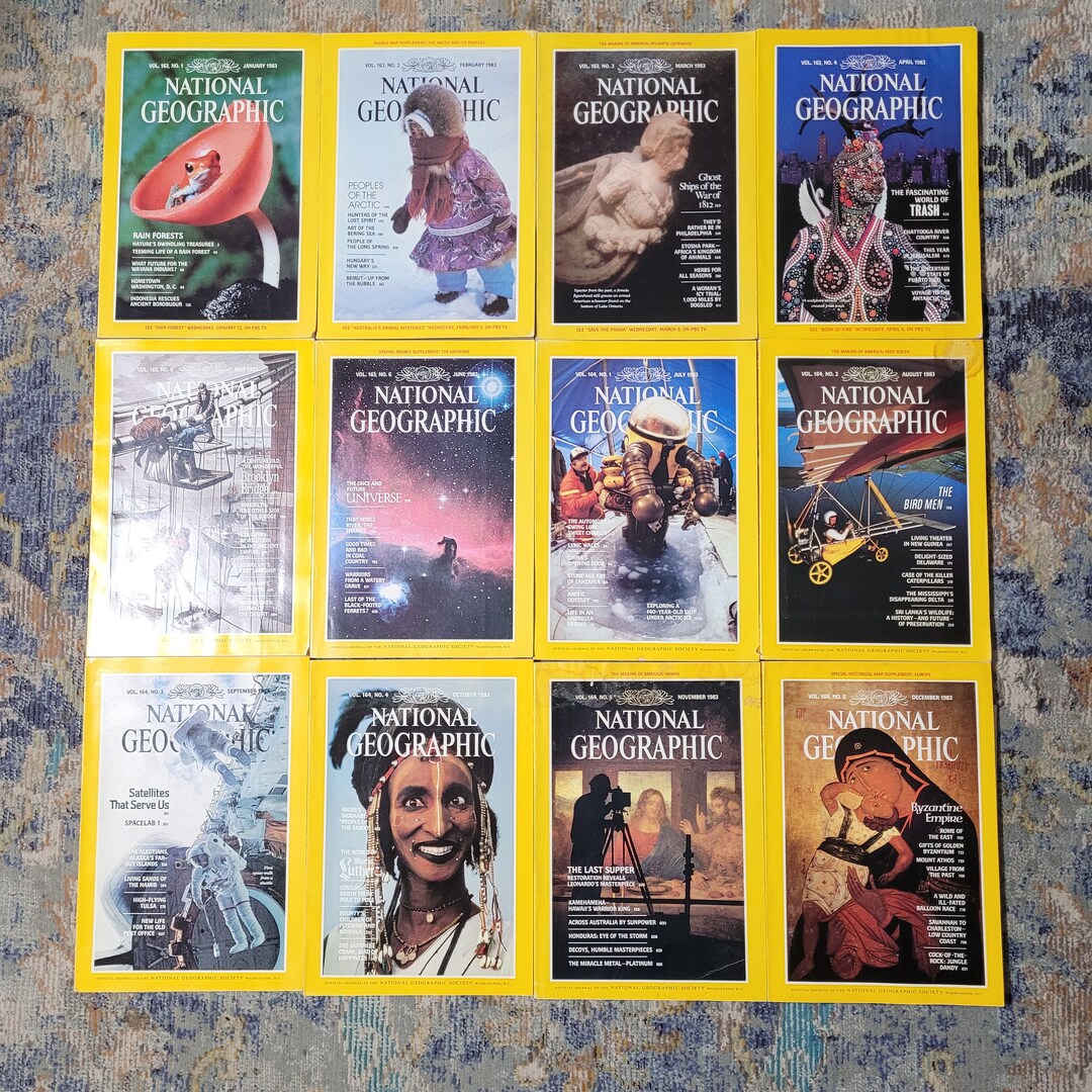 1983 National Geographic Magazine Collection Full Year 1980's Vintage Nat Geo Magazines ...