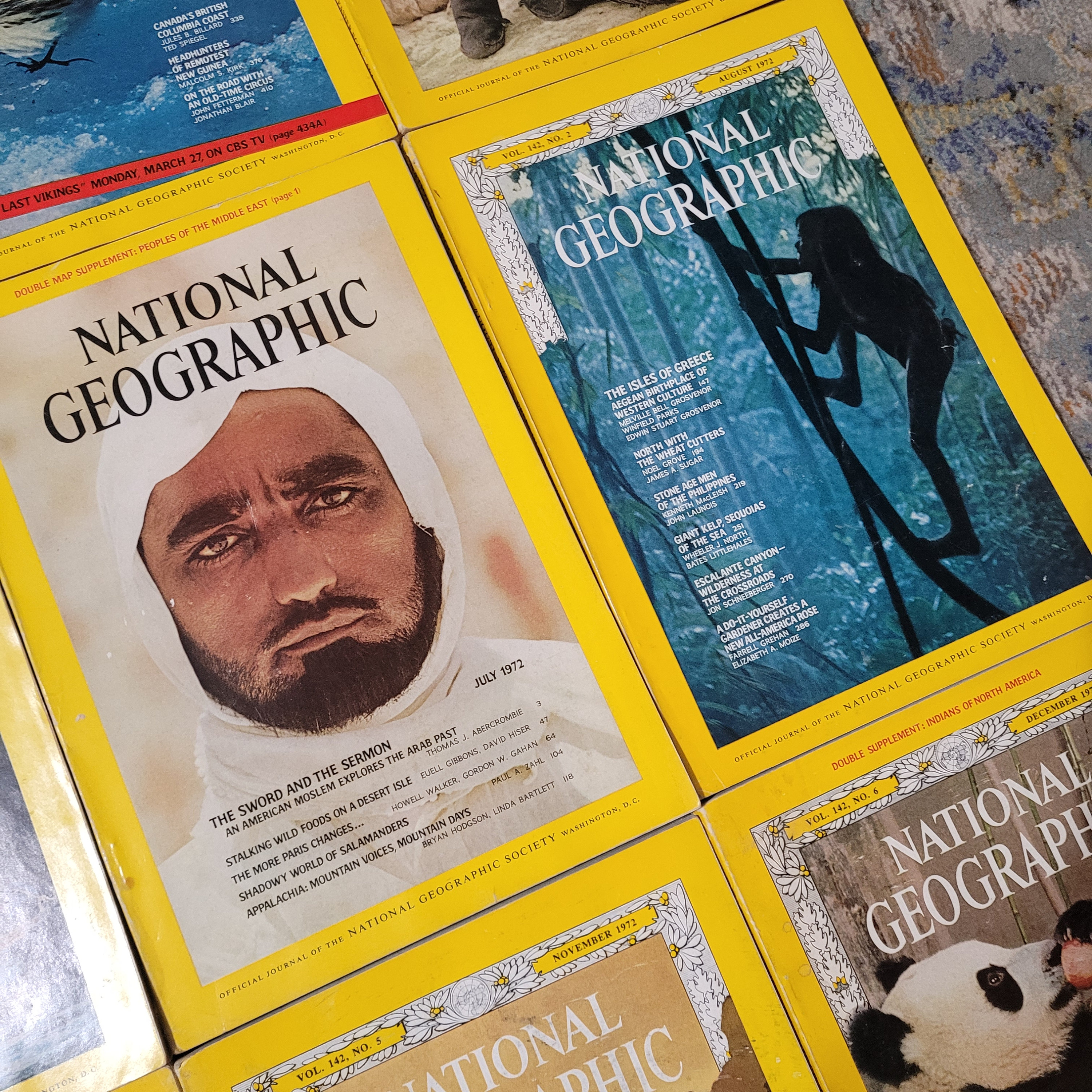 1972 National Geographic Magazine Collection, Lot of 12, Full Year Vintage Nat Geo Magazines ...