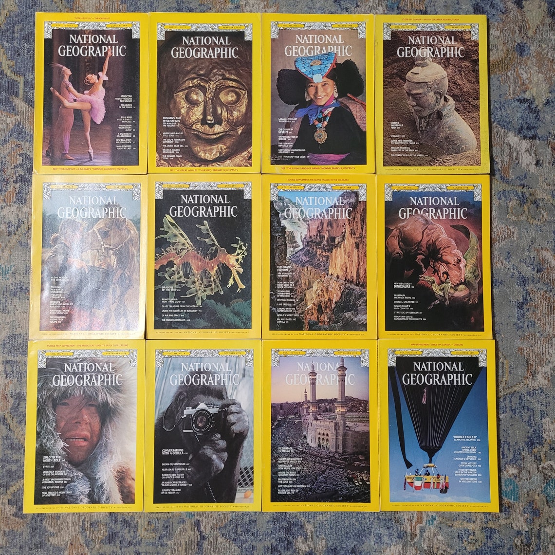 1978 National Geographic Magazine Collection, Complete Year Set of 12 Vintage Nat Geo Magazines ...