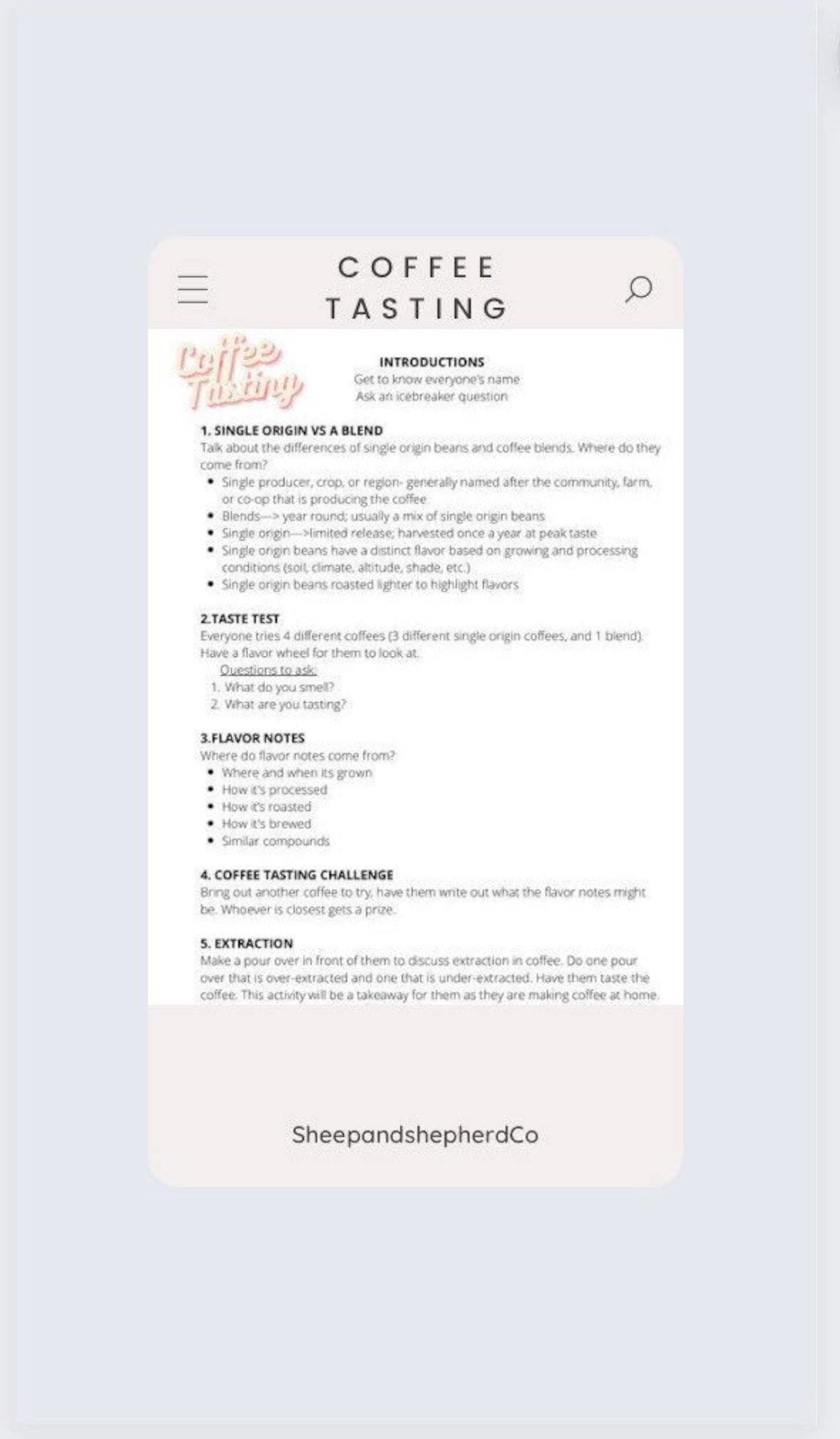 Successful Coffee Tasting Template - Etsy