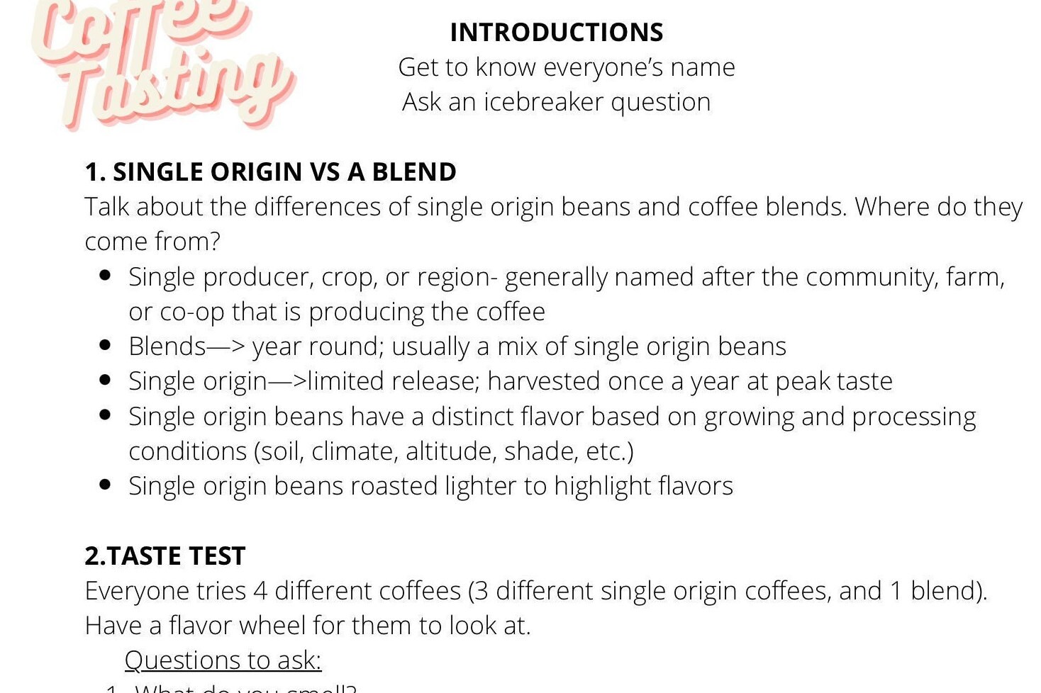 Successful Coffee Tasting Template - Etsy