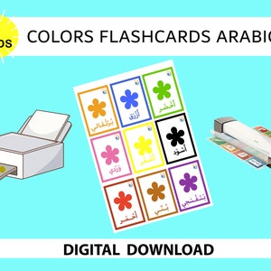 Colors Flash Cards in Arabic, Flash Card for Babies & Kids, Montessori ...