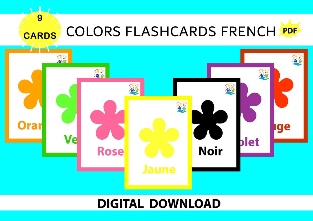 Colors Flash Cards in French, Flash Card for Babies & Kids, Montessori ...