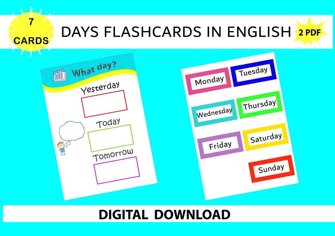 Days Flashcards Arabic; Flashcards of the Days of the Week in Arabic ...