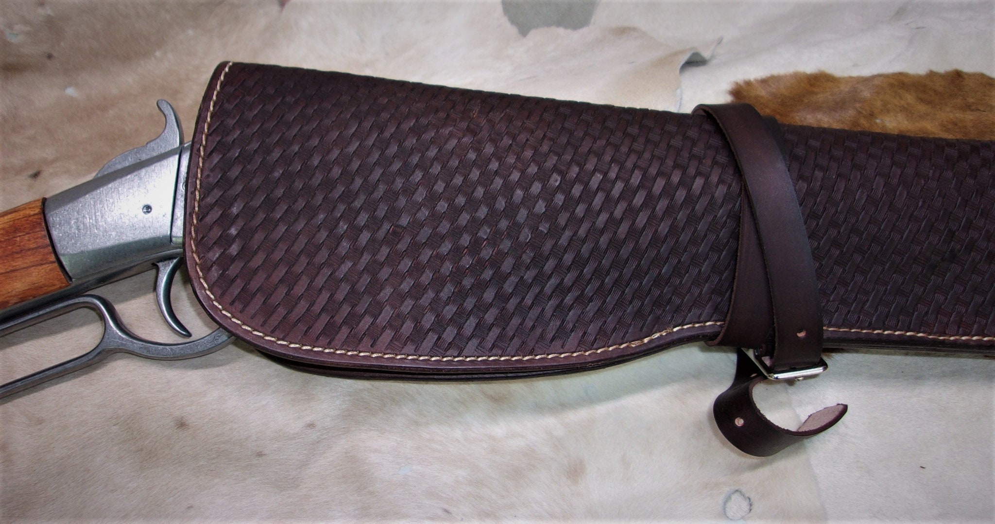 RIFLE SCABBARD With Basket Weave Stamping - Etsy