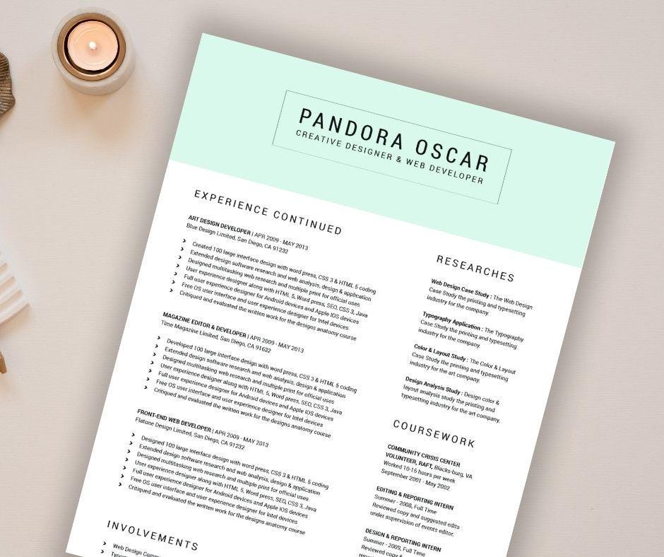 Clean Resume Template, Professional Modern Resume Template Word, Mac ...
