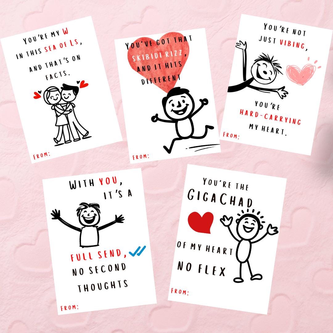 Slang Kids Valentine's Day Cards, Funny Printable Classroom Valentine ...