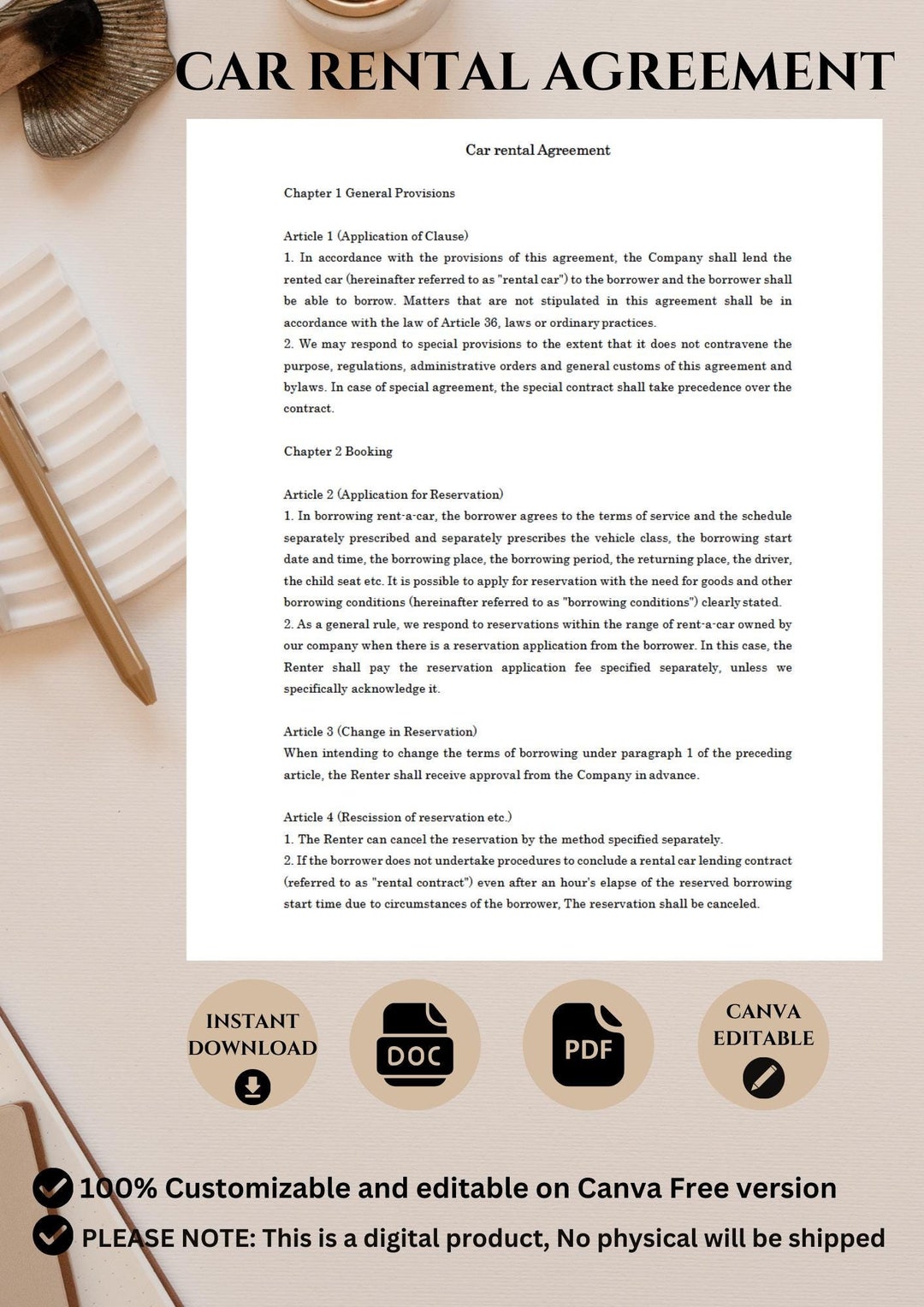 30+ Editable Car Rental Templates: Customize Agreements Effortlessly - Etsy