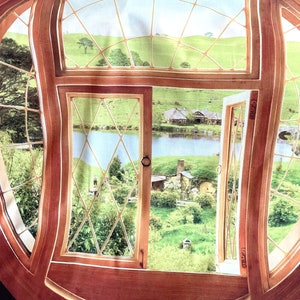 Hobbit Hole Window View Tapestry, 40x40'' Hobbit Shire Fabric Banner ...