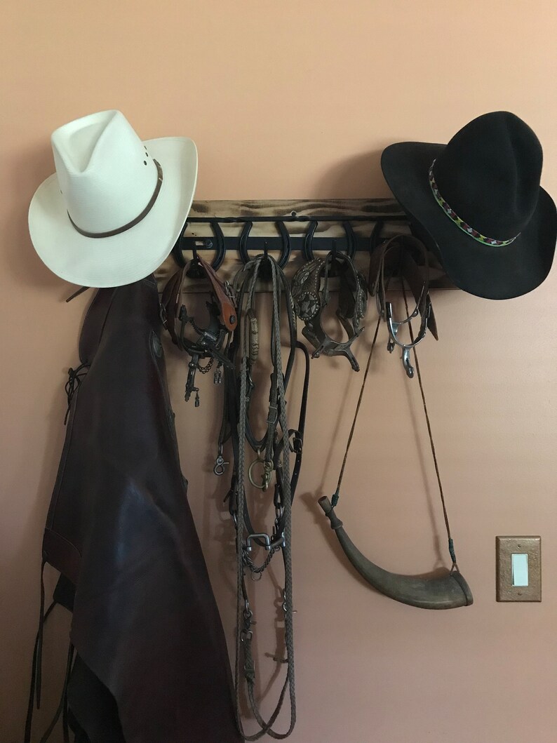 Custom Western HAT & TACK Wall RACK Hand Twisted Metal and - Etsy