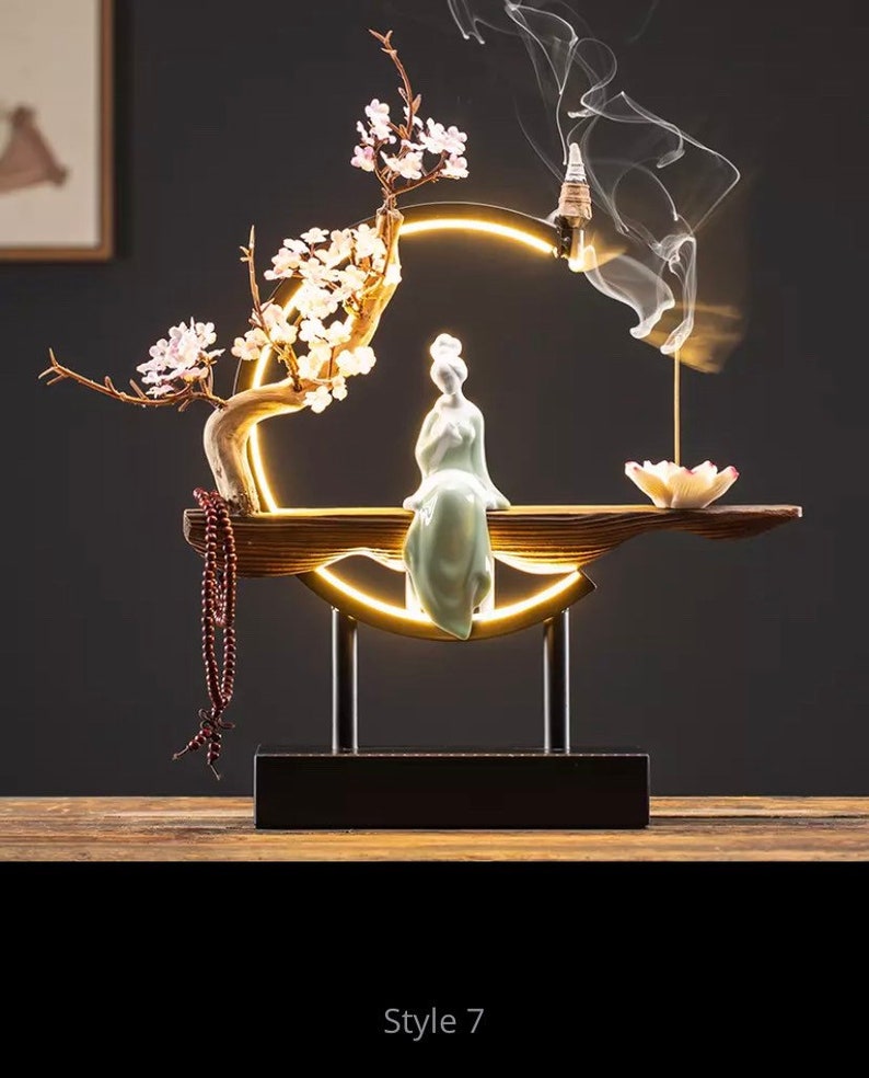 Incense Burner Lady Flower Ceramic Incense Holder With LED - Etsy