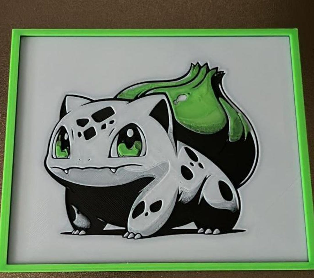 Bulbasaur Green Hueforge Painting With Stand | Custom Pokémon Art ...