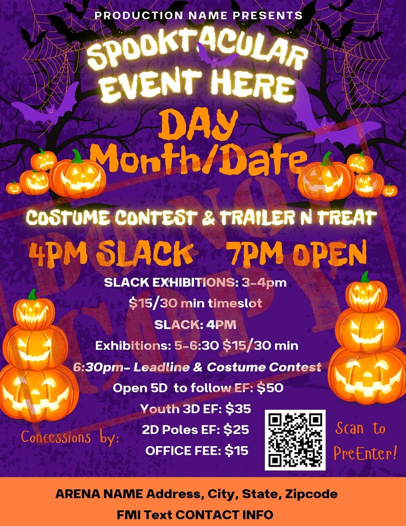 Halloween Barrel Racing Flyer Template | Editable Rodeo / Horse Show ...