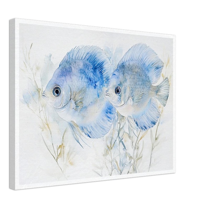 Blue Discus Fish Watercolor Art Print: Tropical Ocean Wildlife - Etsy