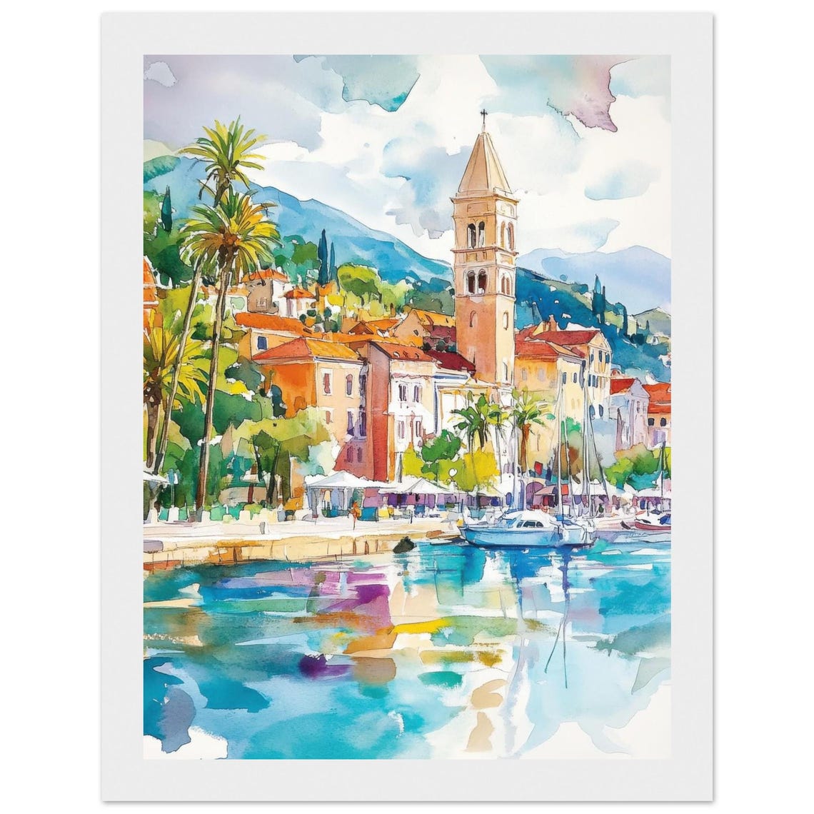 Split Croatia Watercolor Print: Dalmatian Coast Seaside Art - Etsy