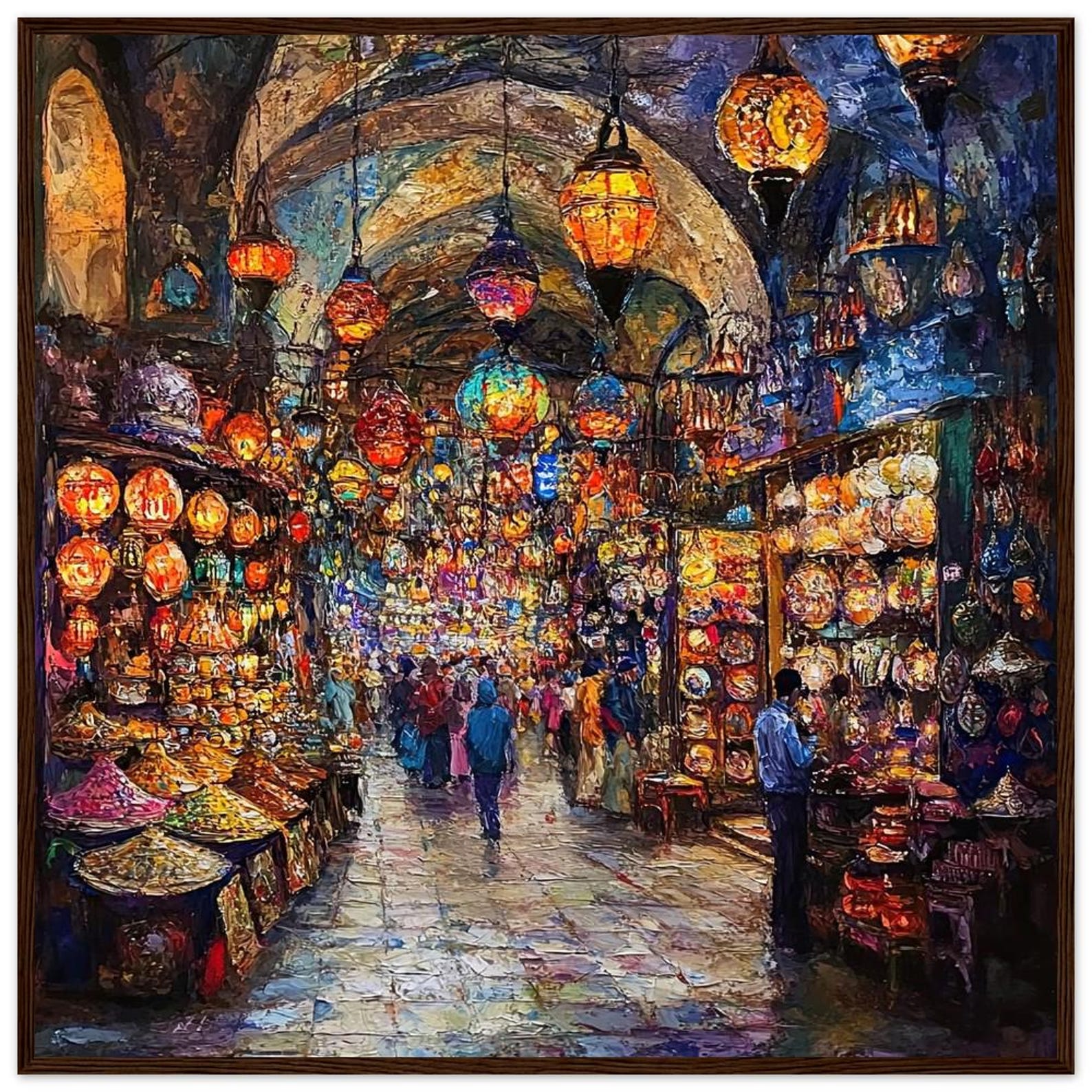 Istanbul Grand Bazaar Print: Colorful Turkish Market Scene Wall Art ...