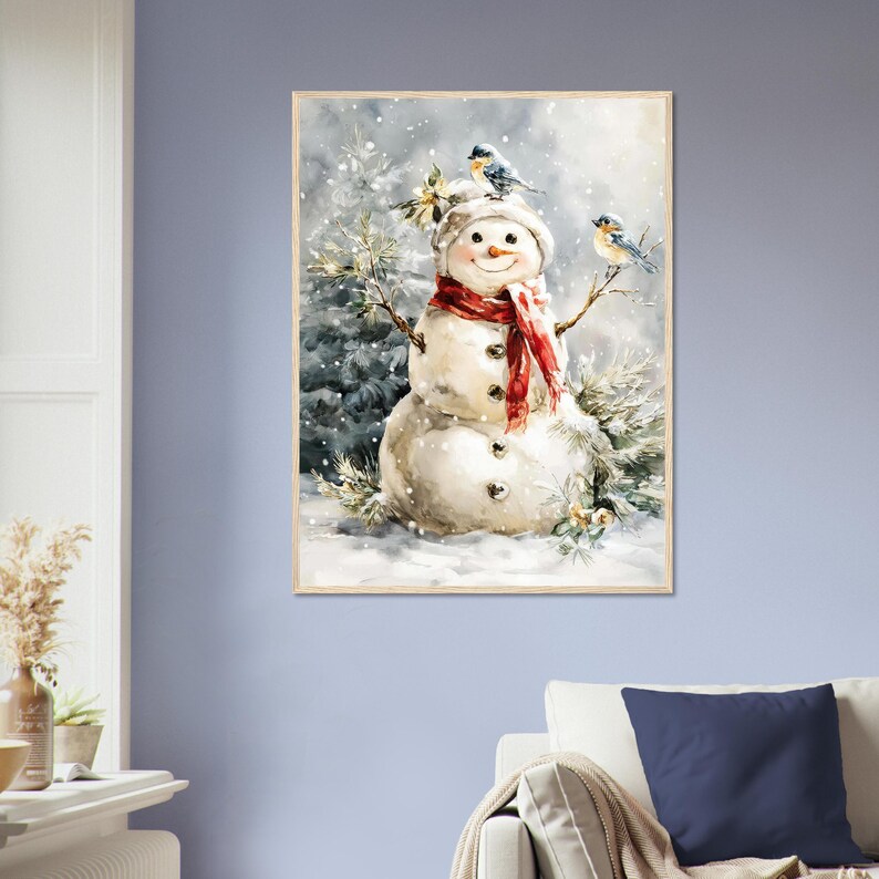 Snowman Watercolor Painting Print: Winter Christmas Wall Art – Holiday ...
