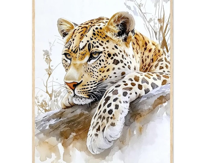Antique Leopard Painting, 19th Century, Vintage Animal Art Print, Big ...