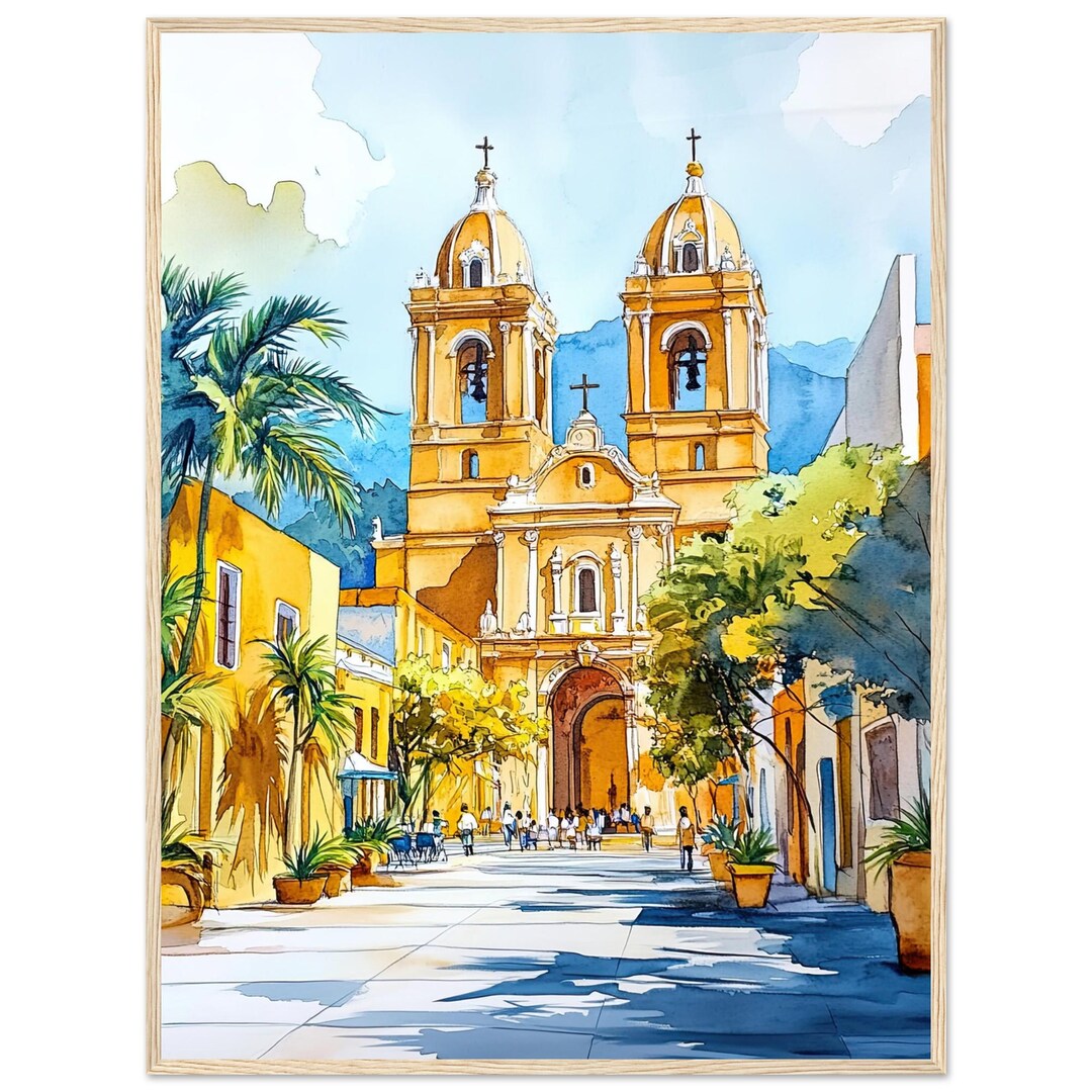 Jalostotitlán Mexico Watercolor Print: Jalisco Town Square Art - Etsy