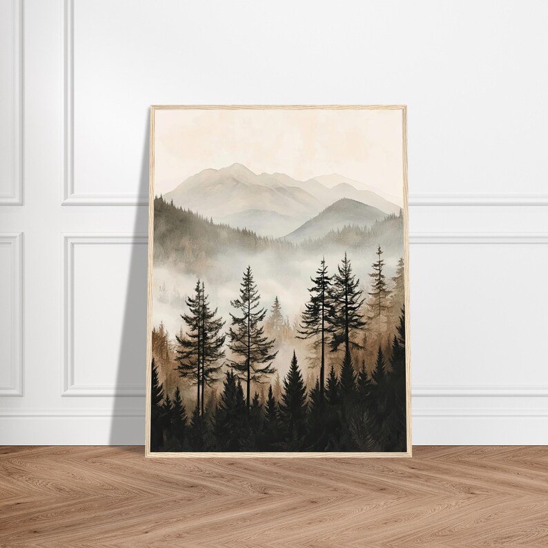 Appalachian Mountains Watercolor Painting PRINT Misty Mountain Forest ...