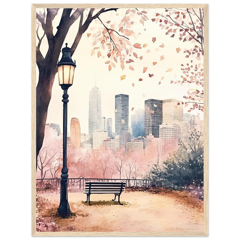 Autumn in New York City Watercolor Print: Fall Cityscape Art - Etsy