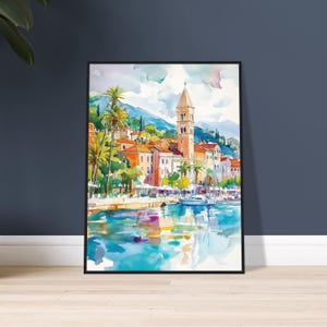 Split Croatia Watercolor Painting PRINT Croatia Harbor Seaside Wall Art ...