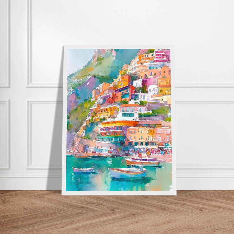 Positano Italy Watercolor Print: Amalfi Coast Wall Art, Italy ...