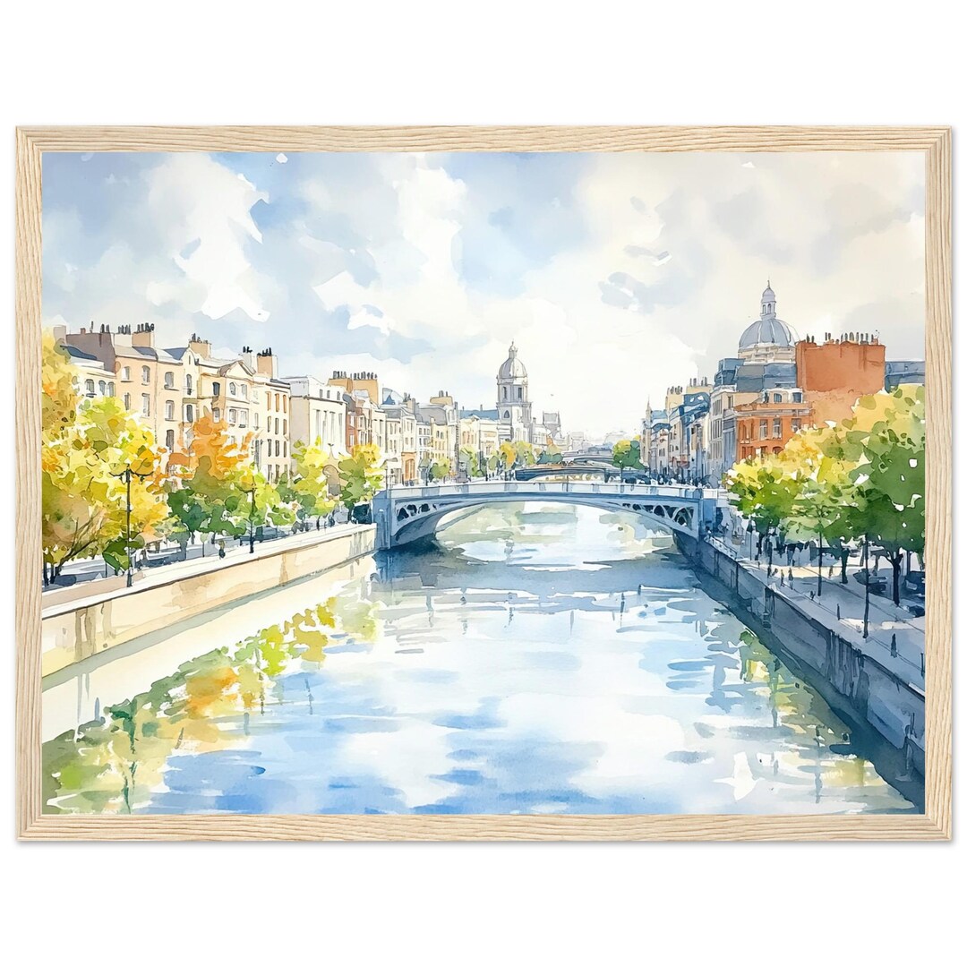 Dublin Ireland Watercolor Print: Liffey River Bridge Irish Architecture ...