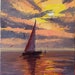 Original Sunset at the Sea Oil Painting Seascape Ocean Painting Sailing ...