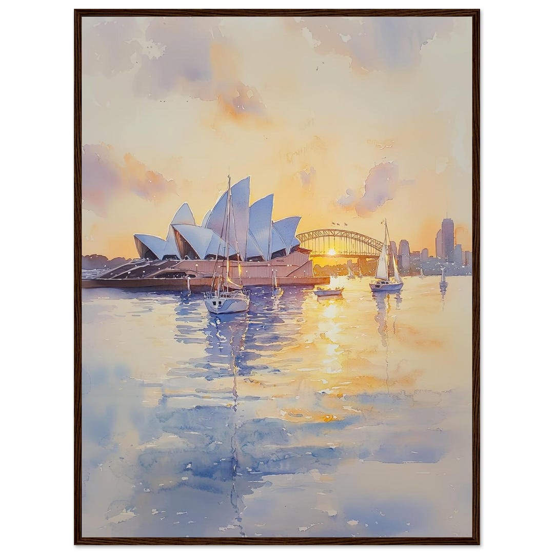 Sydney Opera House Watercolor Print: Australian Landmark Sunset - Etsy