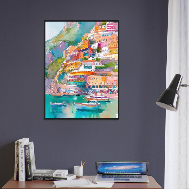 Positano Italy Watercolor Print: Amalfi Coast Wall Art, Italy ...