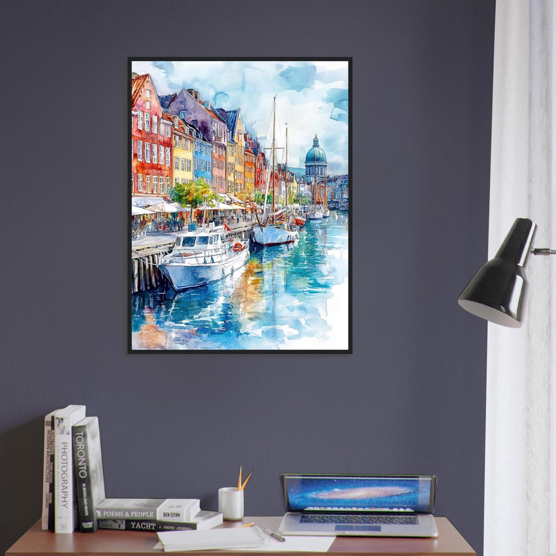 Copenhagen Harbor Watercolor Print: Nyhavn, Denmark Scandinavian Art - Etsy