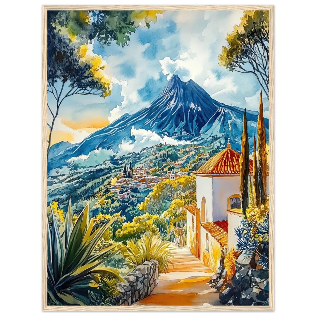 Mexican Colima Volcano Watercolor Painting Print Mexico Wall Art ...