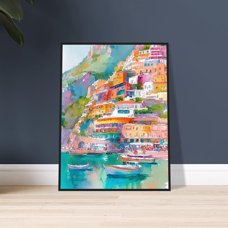 Positano Italy Watercolor Print: Amalfi Coast Wall Art, Italy ...