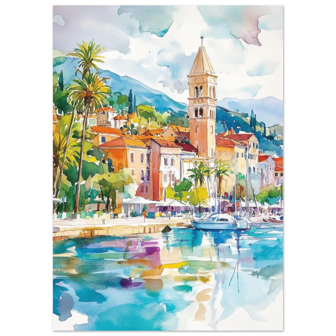 Split Croatia Watercolor Print: Dalmatian Coast Seaside Art - Etsy