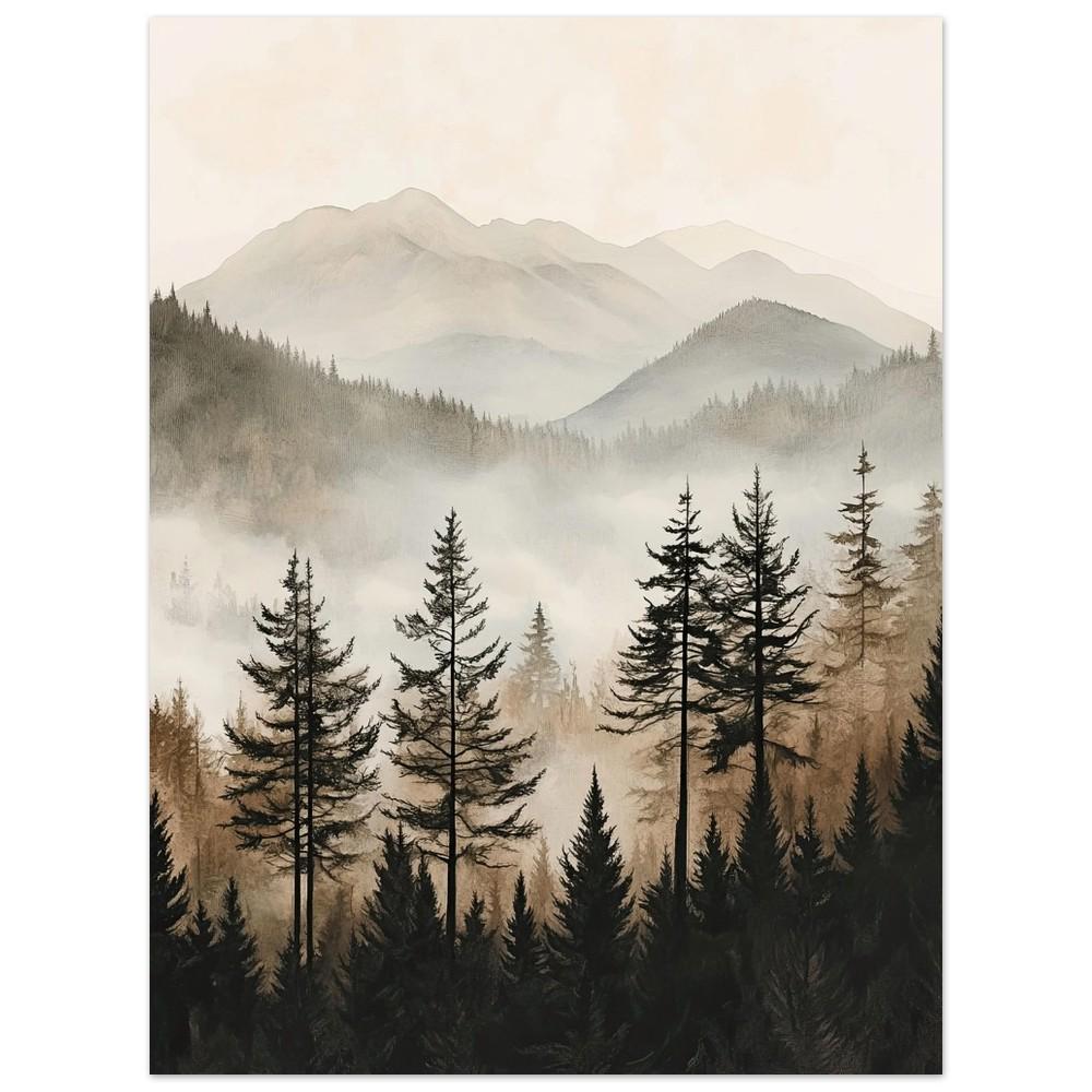 Appalachian Mountains Watercolor Painting PRINT Misty Mountain Forest ...