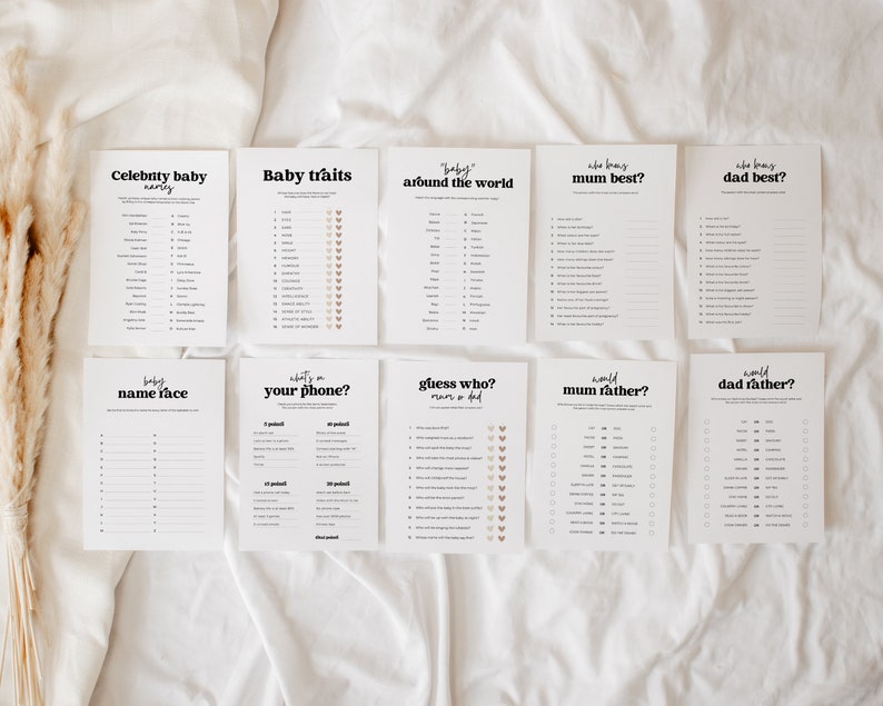 17 Bold Minimal Baby Shower Game Bundle Instant Printable - Etsy