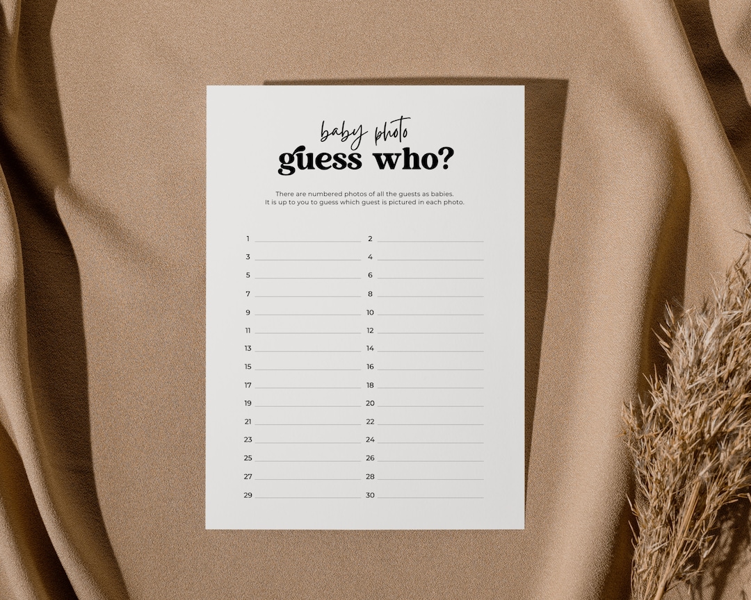 Bold Minimal Baby Photo Guess Who | Guest Guess Who Game | Instant ...