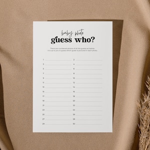 Bold Minimal Baby Photo Guess Who | Guest Guess Who Game | Instant ...