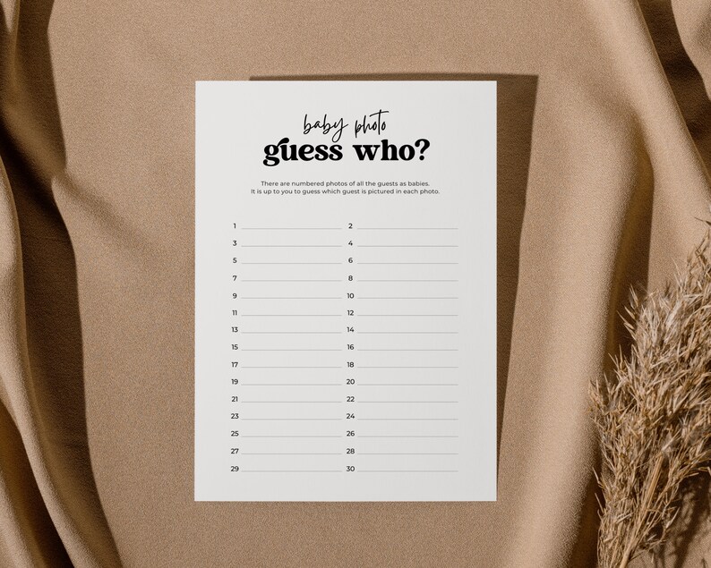 Bold Minimal Baby Photo Guess Who | Guest Guess Who Game | Instant ...